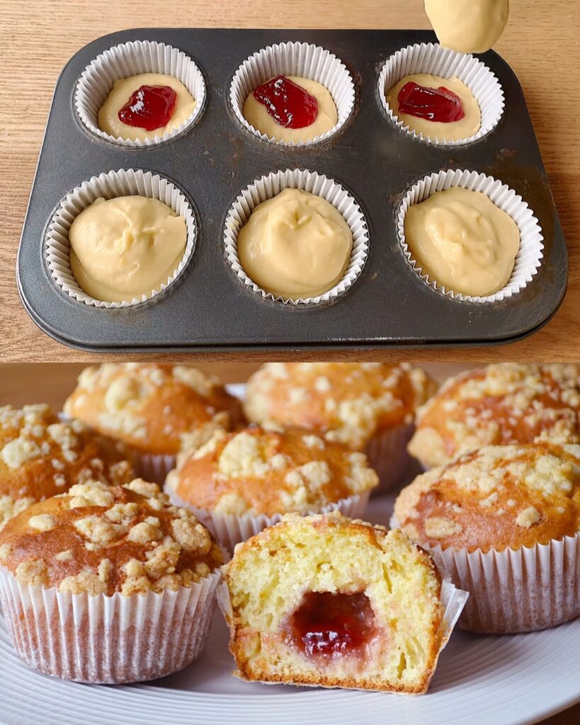 Jam-Filled Muffins with Crumb Topping