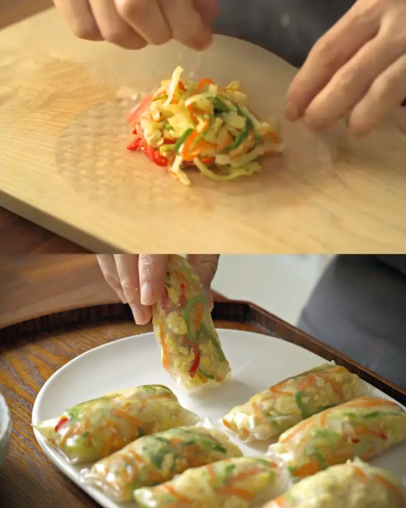 Roll Cabbage and Tofu in Rice Paper: Healthy and Delicious