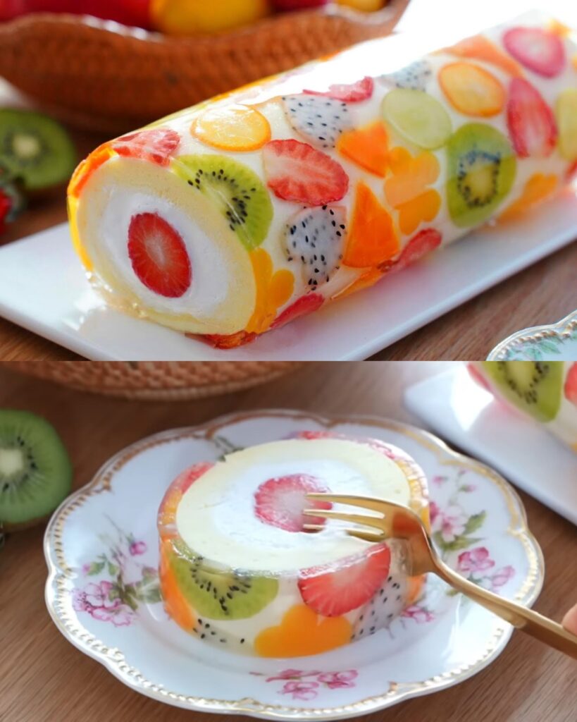 Beautiful Fruit Jelly Roll Cake