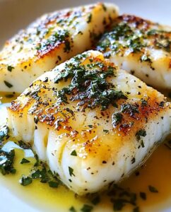 Golden Seared Cod with Herb Butter Sauce