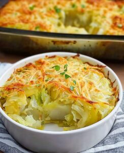 Cheesy Cabbage and Potato Bake