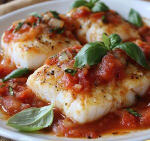 Italian-Style Cod Fillets in Tomato Basil Sauce