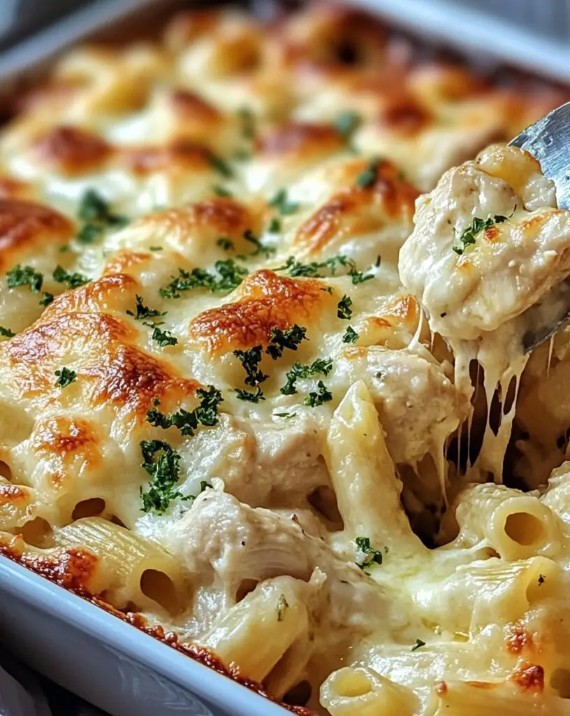 Garlic Parmesan Chicken Pasta Bake