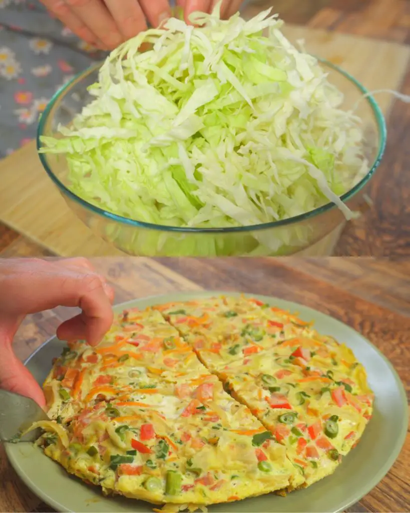 Cabbage and Carrot Frittata with Yogurt Sauce