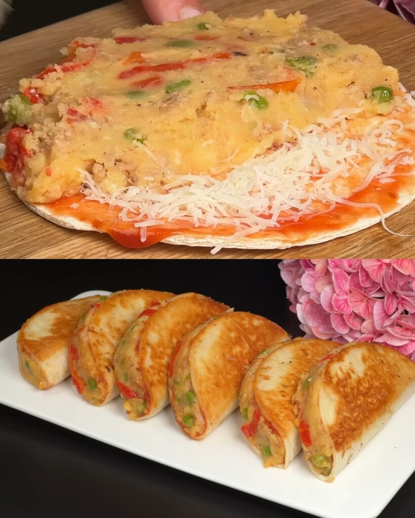 Stuffed Tortilla Wraps with Minced Meat and Vegetables