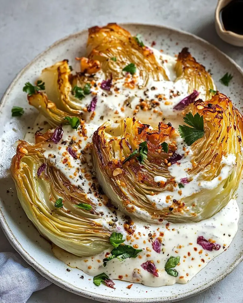 Roasted Cabbage with Yoghurt Sauce