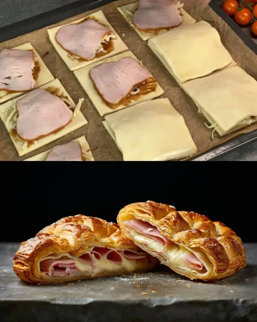 Ham and Cheese Puff Pastry Rolls with Spicy BBQ Tomato Sauce