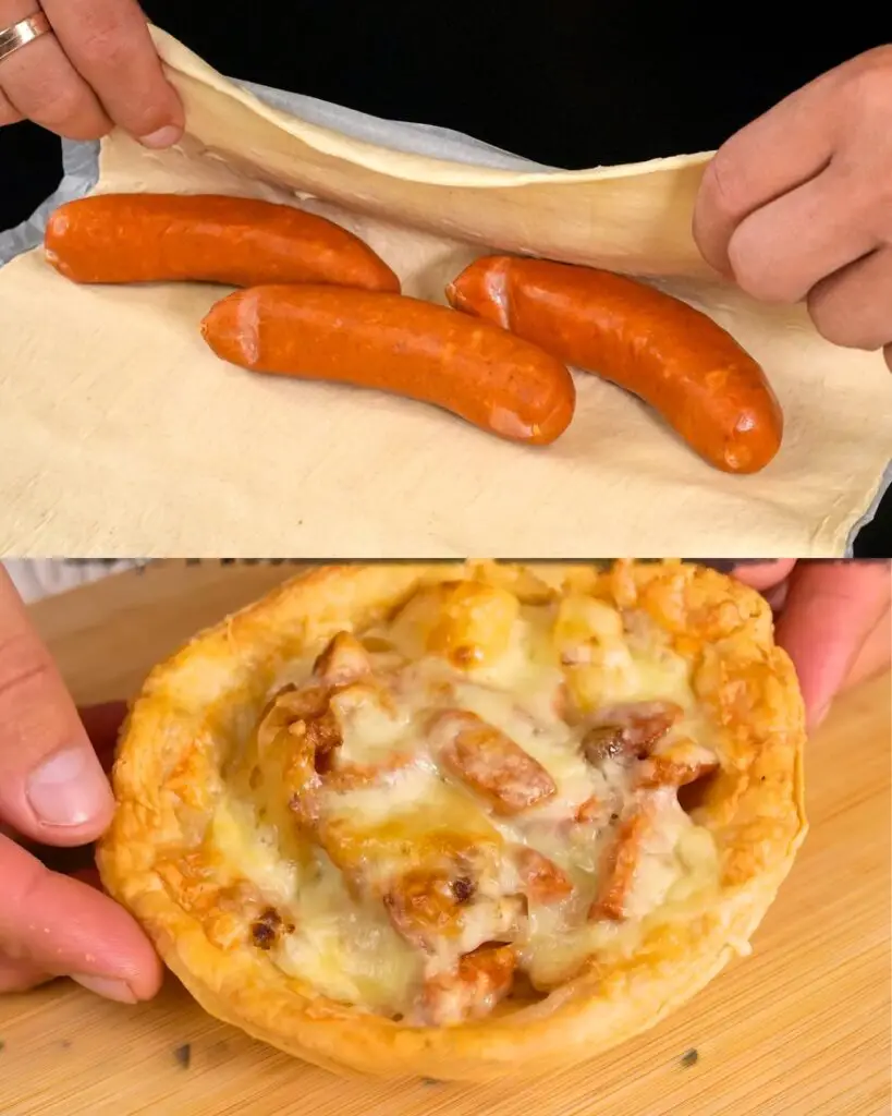 Cheesy Puff Pastry Pockets with Sausage, Bacon, and Potatoes