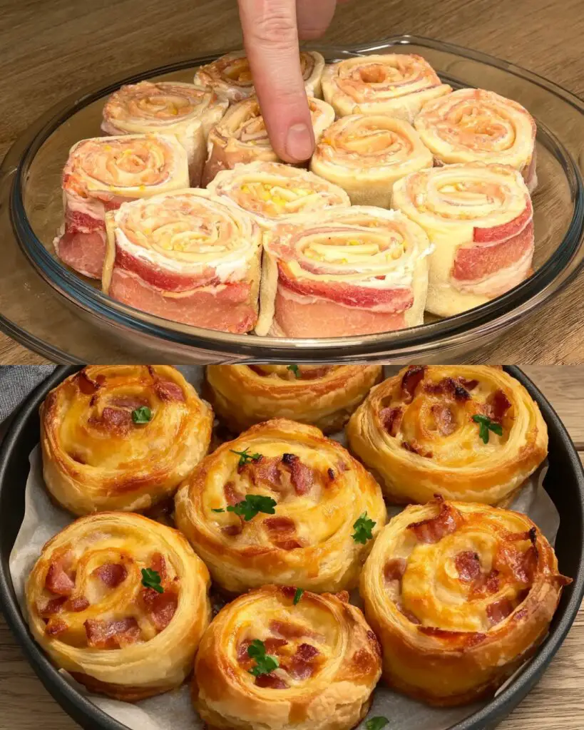 Savory Puff Pastry Bites with Bacon and Cheese