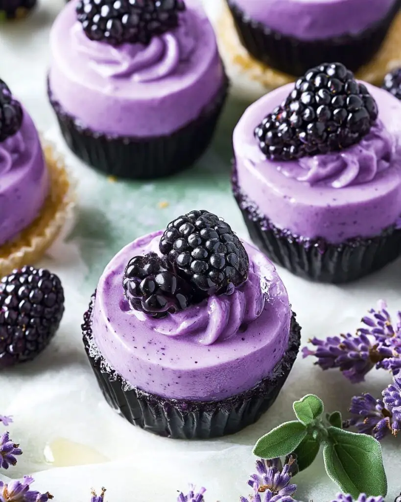 Mini Blackberry Lavender Cheesecakes