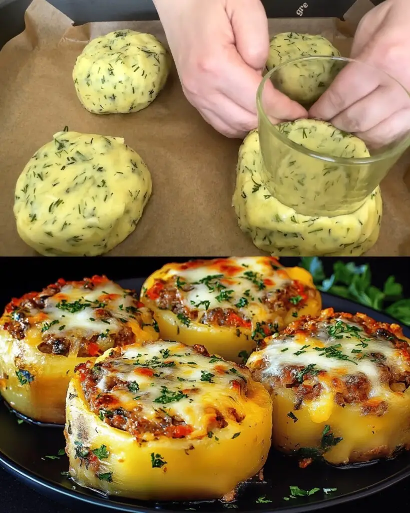 Stuffed Mashed Potato Nests with Minced Meat and Cheese