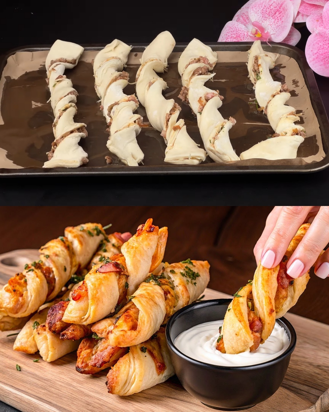 Savory Minced Meat and Cheese Puff Pastry Roll