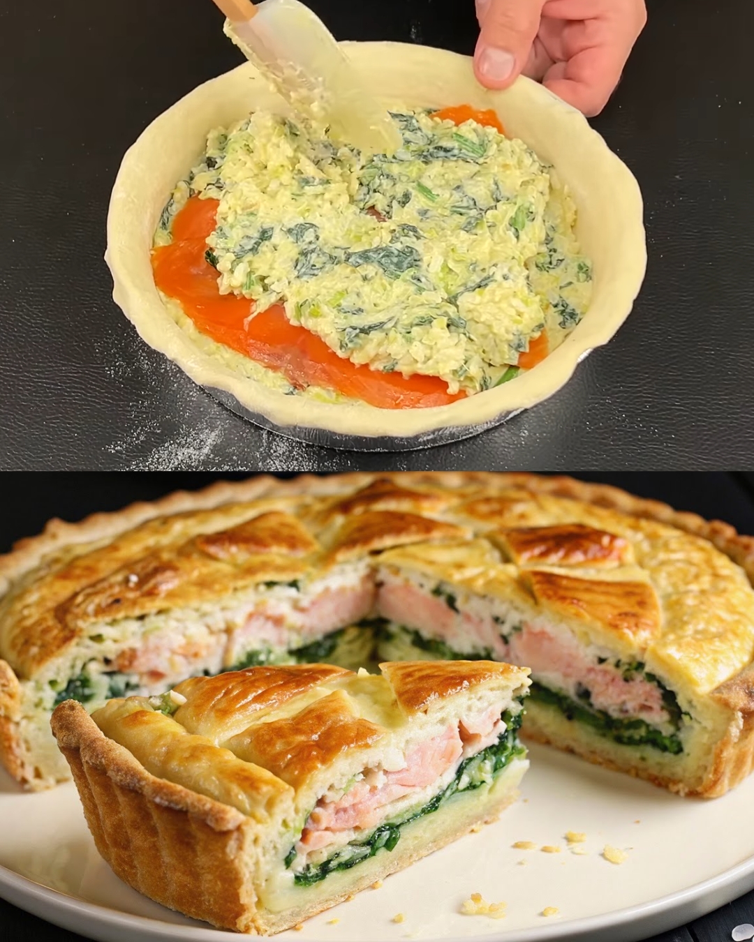 Rice & Spinach Puff Pastry Salmon Cake